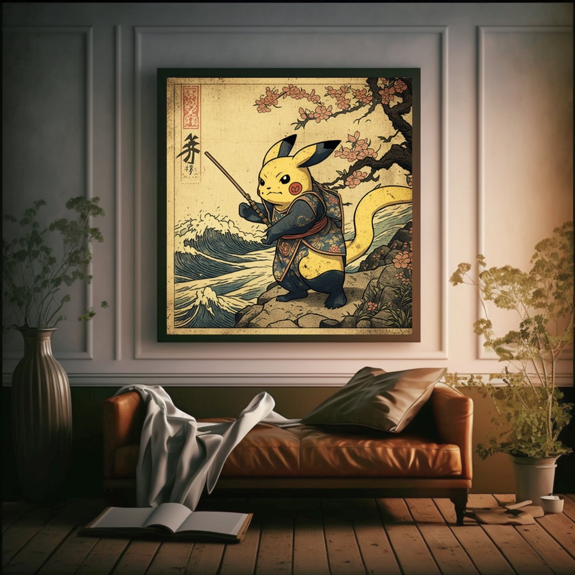 Pokemon Prints Set of 12 Ukiyo-e Style Pikachu Charmander Bulbasaur ...
