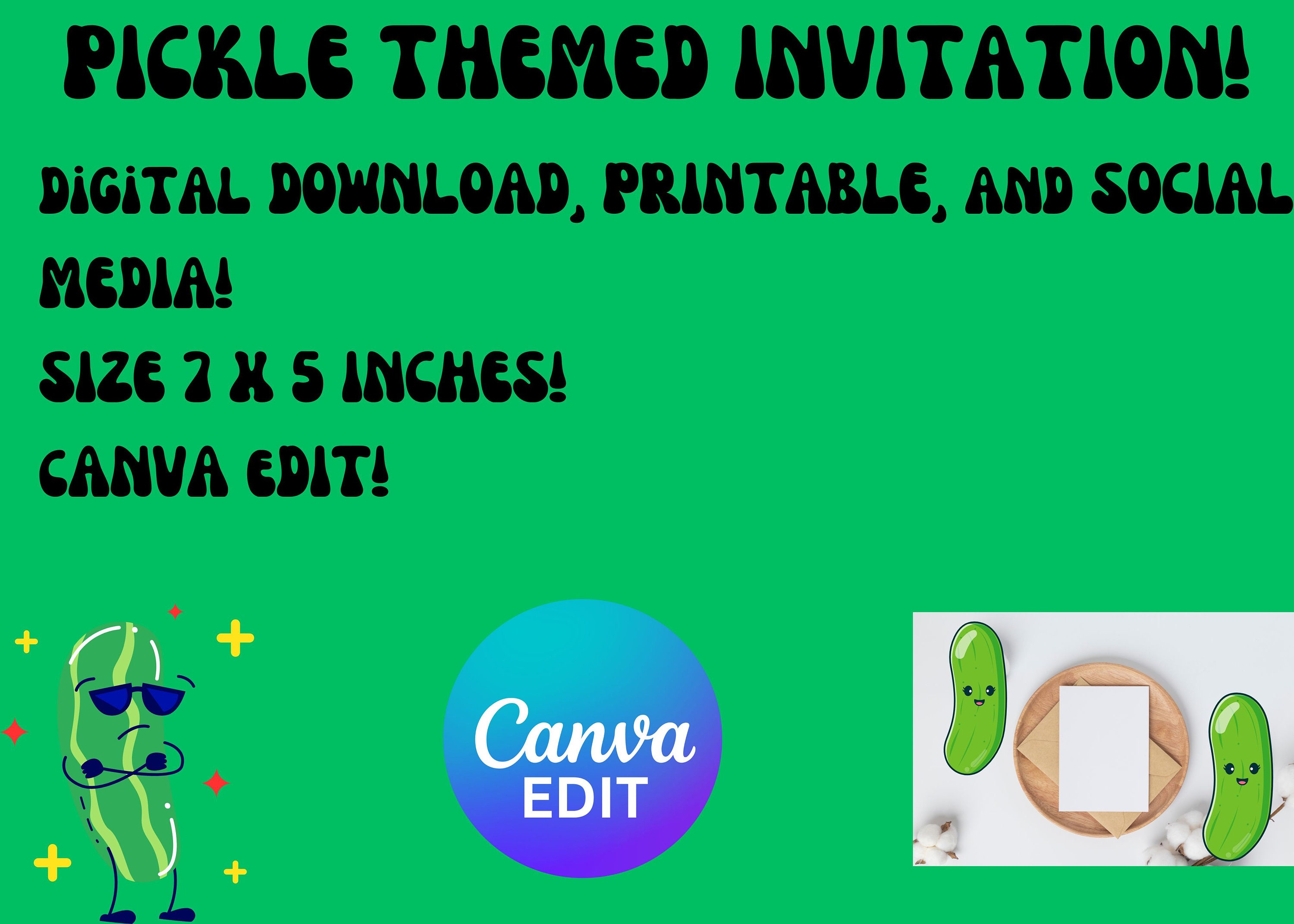 Pickle Themed Birthday Party Invitation/birthday Party - Etsy