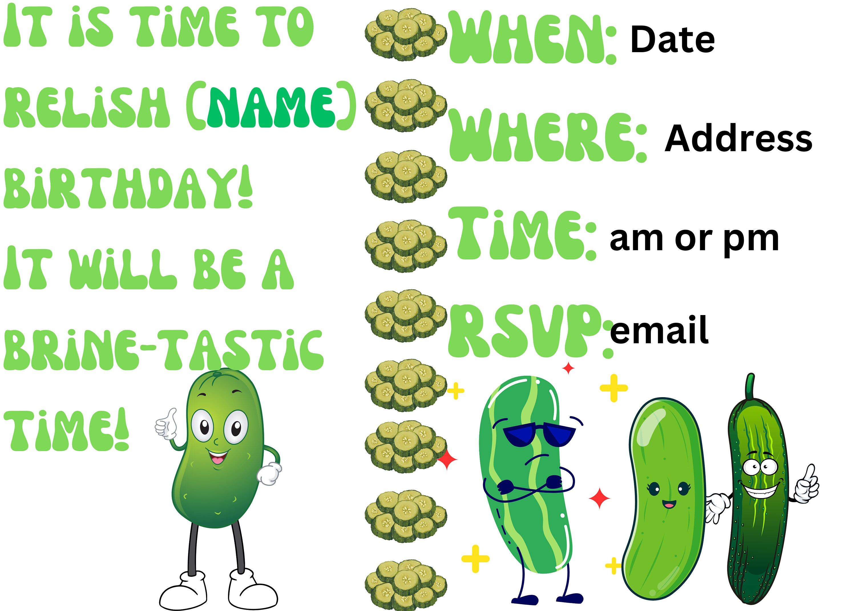 Pickle Themed Birthday Party Invitation/birthday Party - Etsy