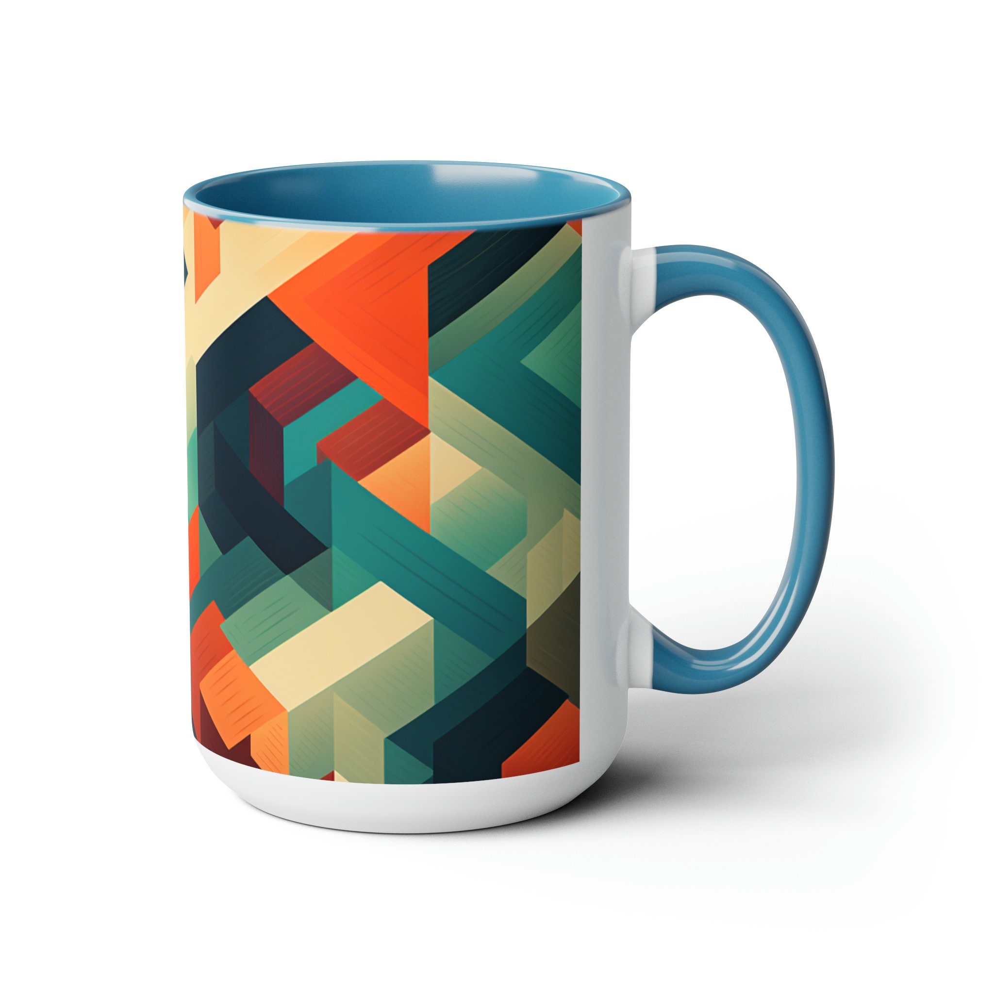 Stylish Two-tone Geometric Pattern Coffee Mug 15oz - Etsy