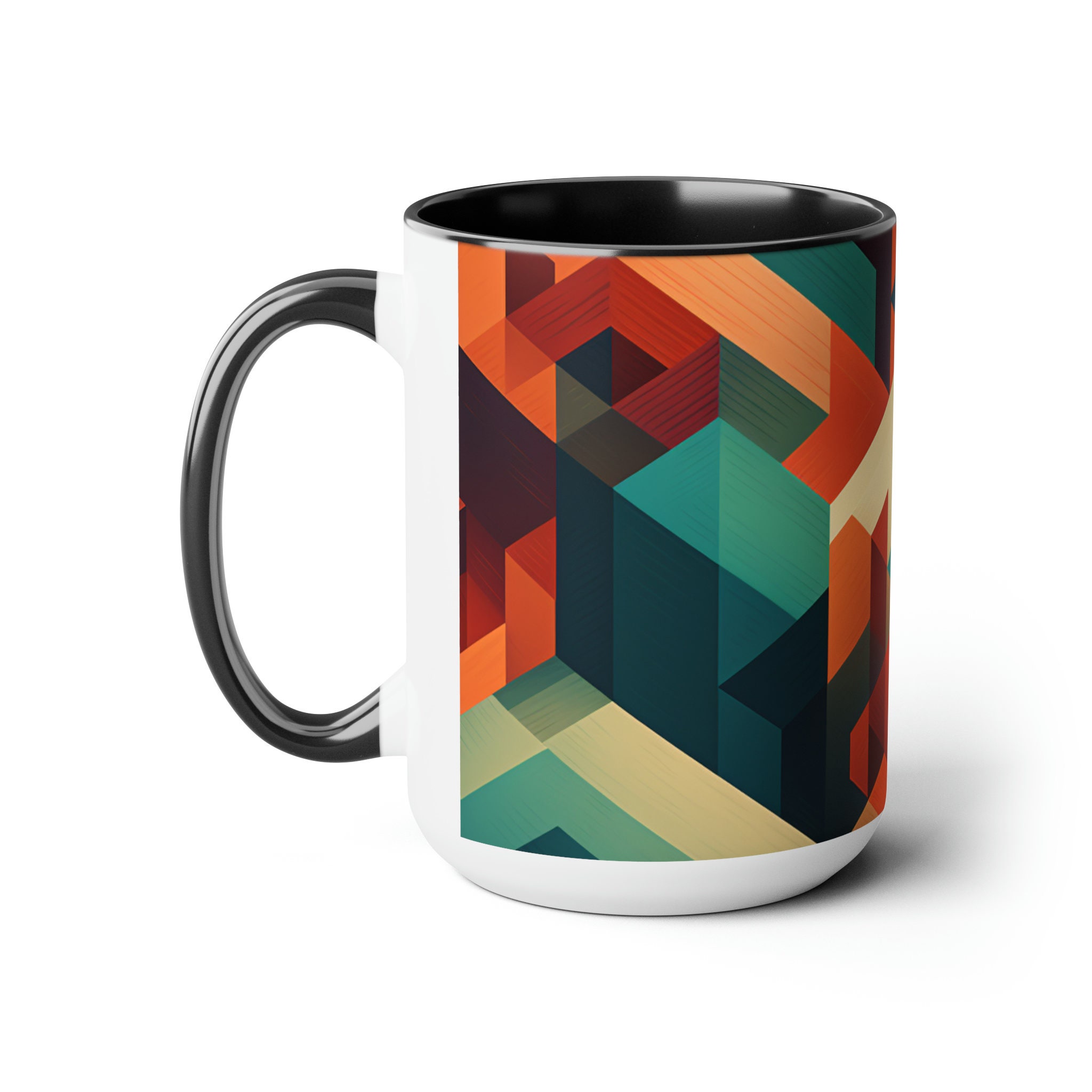 Stylish Two-tone Geometric Pattern Coffee Mug 15oz - Etsy
