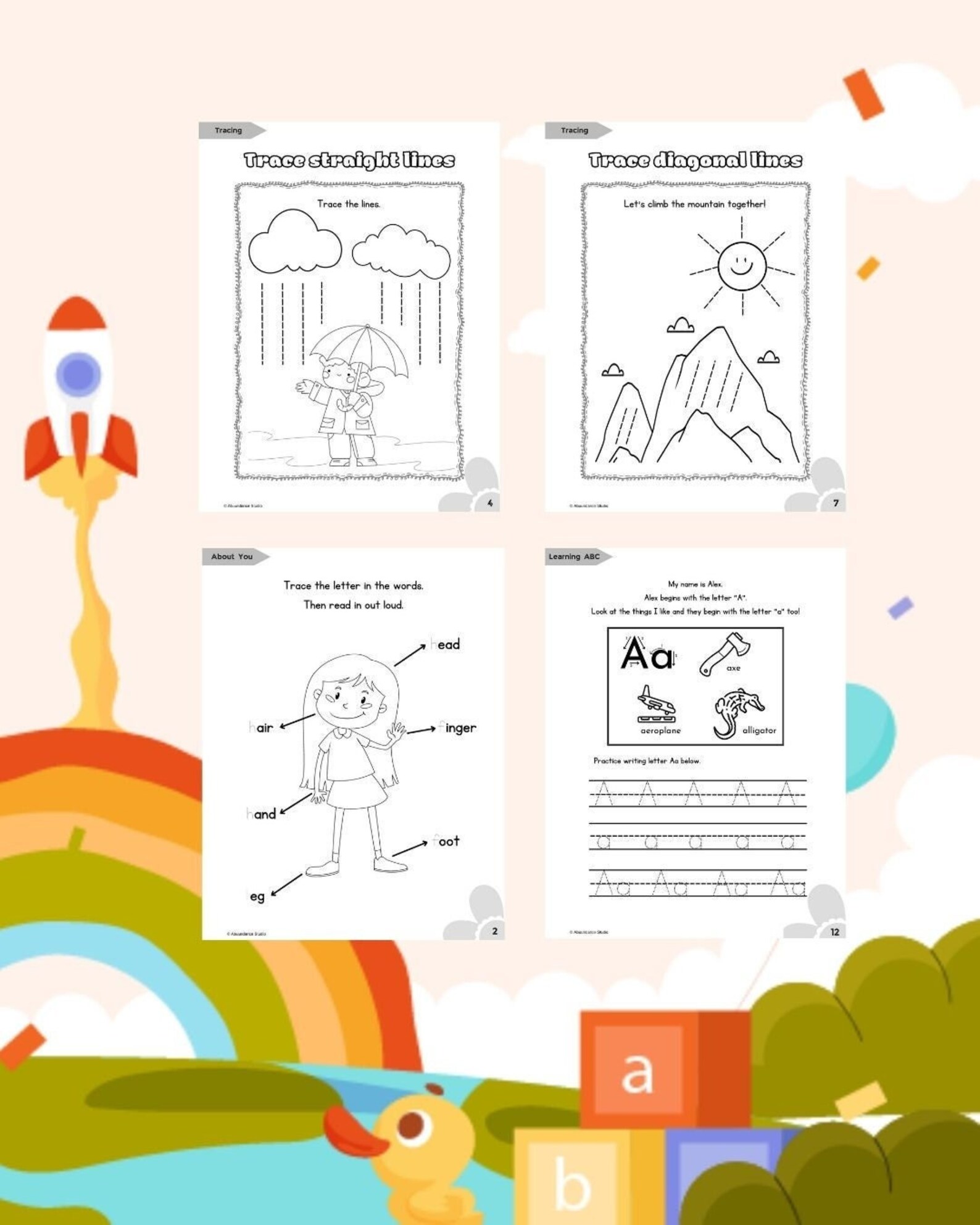 100+ Printable Alphabet Tracing Worksheets A-Z 1-10 Picture Coloring ...