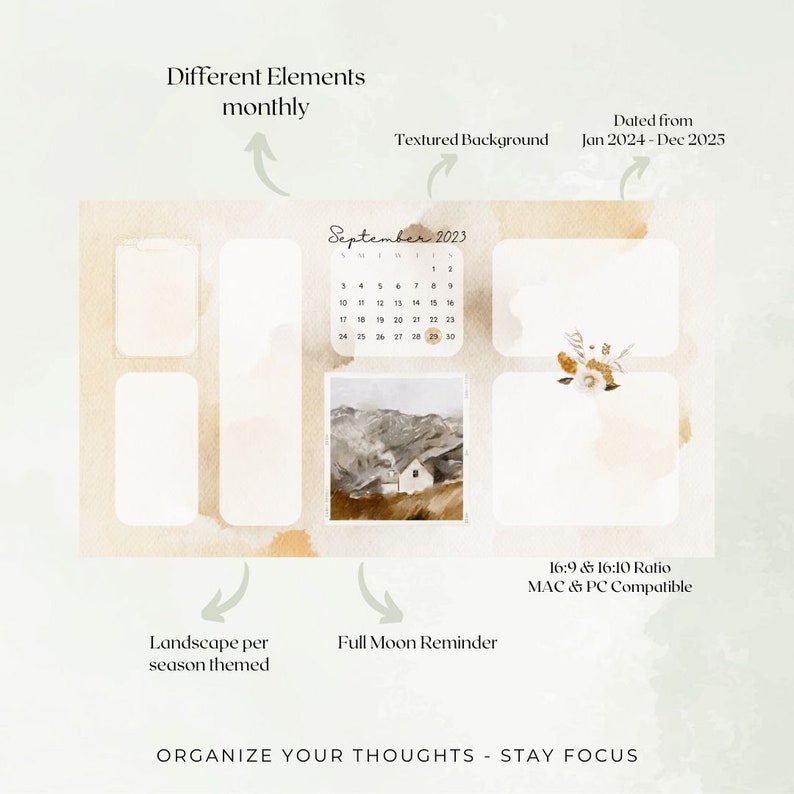 Seasons 2024-2025 Desktop Organizer Wallpaper Folder Icon Set Mac PC ...