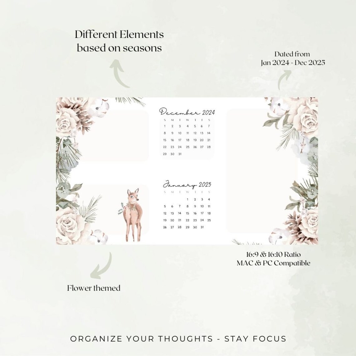 Four Seasons 2025 Desktop Organizer Wallpaper Folder Icon Set Mac PC ...