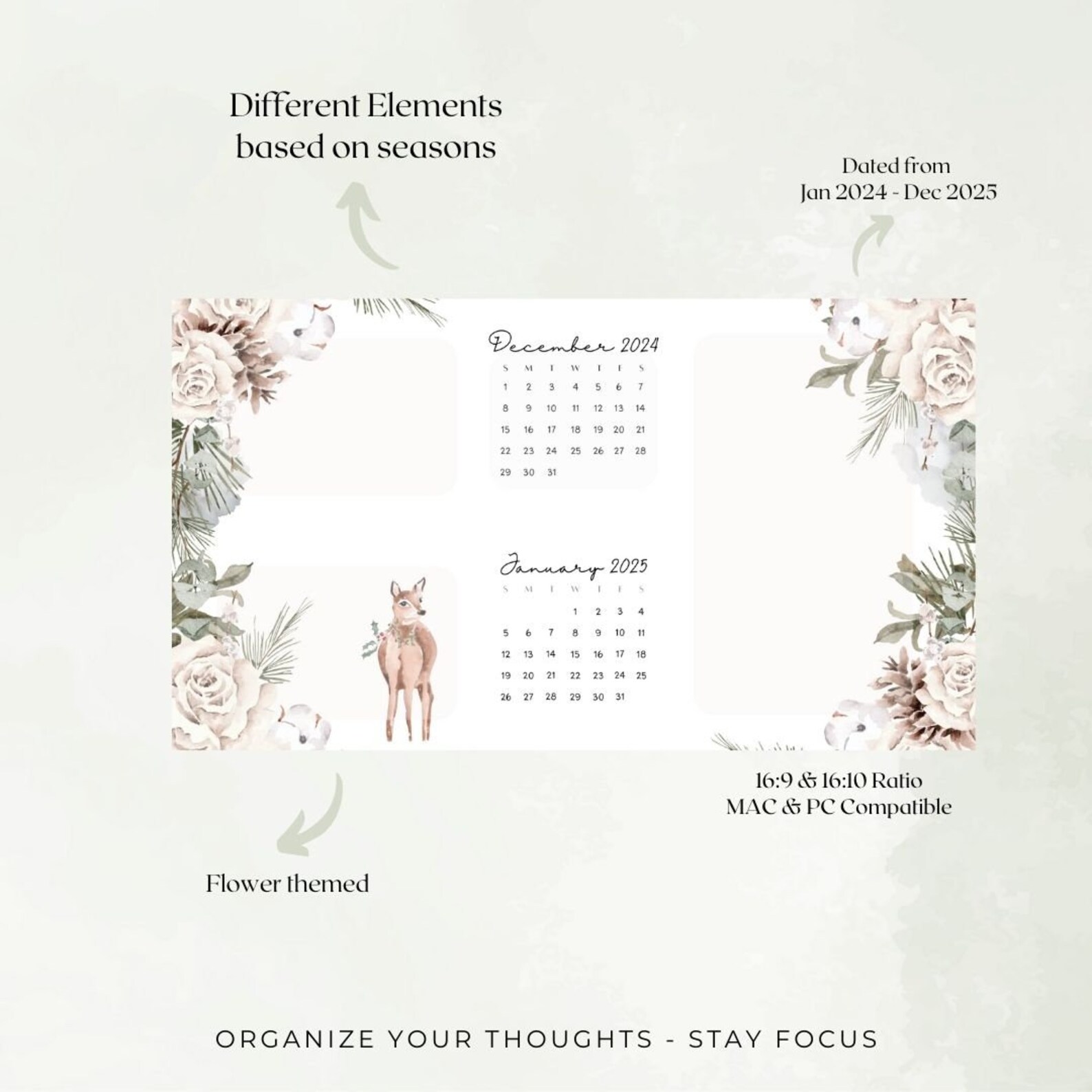 Four Seasons 2025 Desktop Organizer Wallpaper Folder Icon Set Mac PC ...