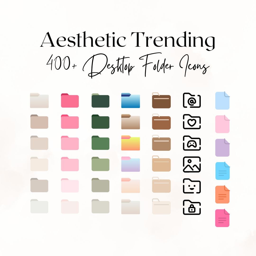 400+ Aesthetic Trending Palette Mac PC Desktop Folder Icon Pack Bundle ...