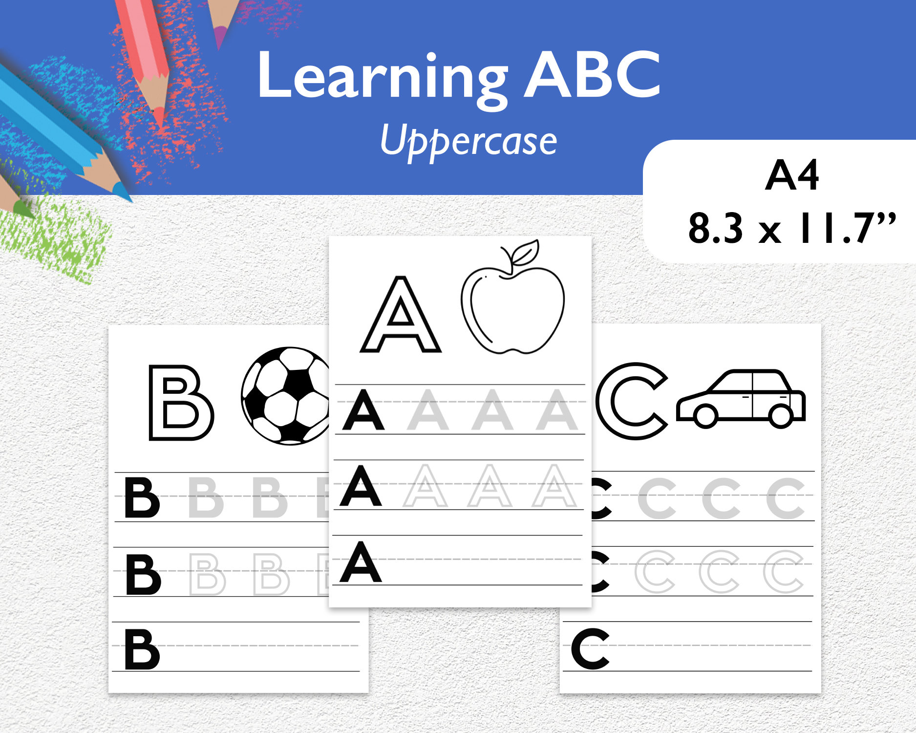 Simple Printable Alphabet Tracing Worksheets A-Z Picture Coloring Name ...