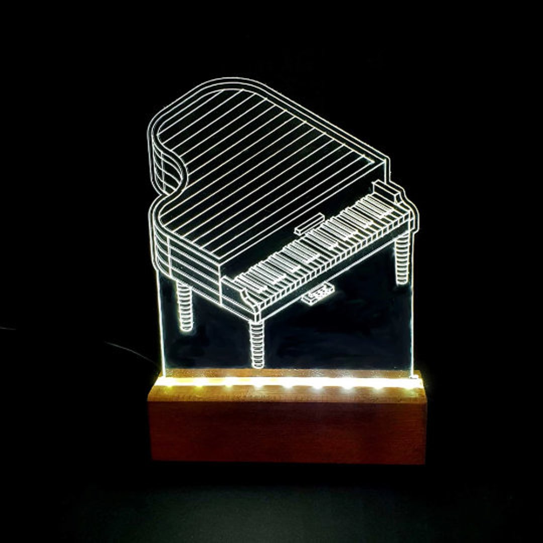 3D Piano Night Light Added Note, Plexi Custom Night Light, New Year ...