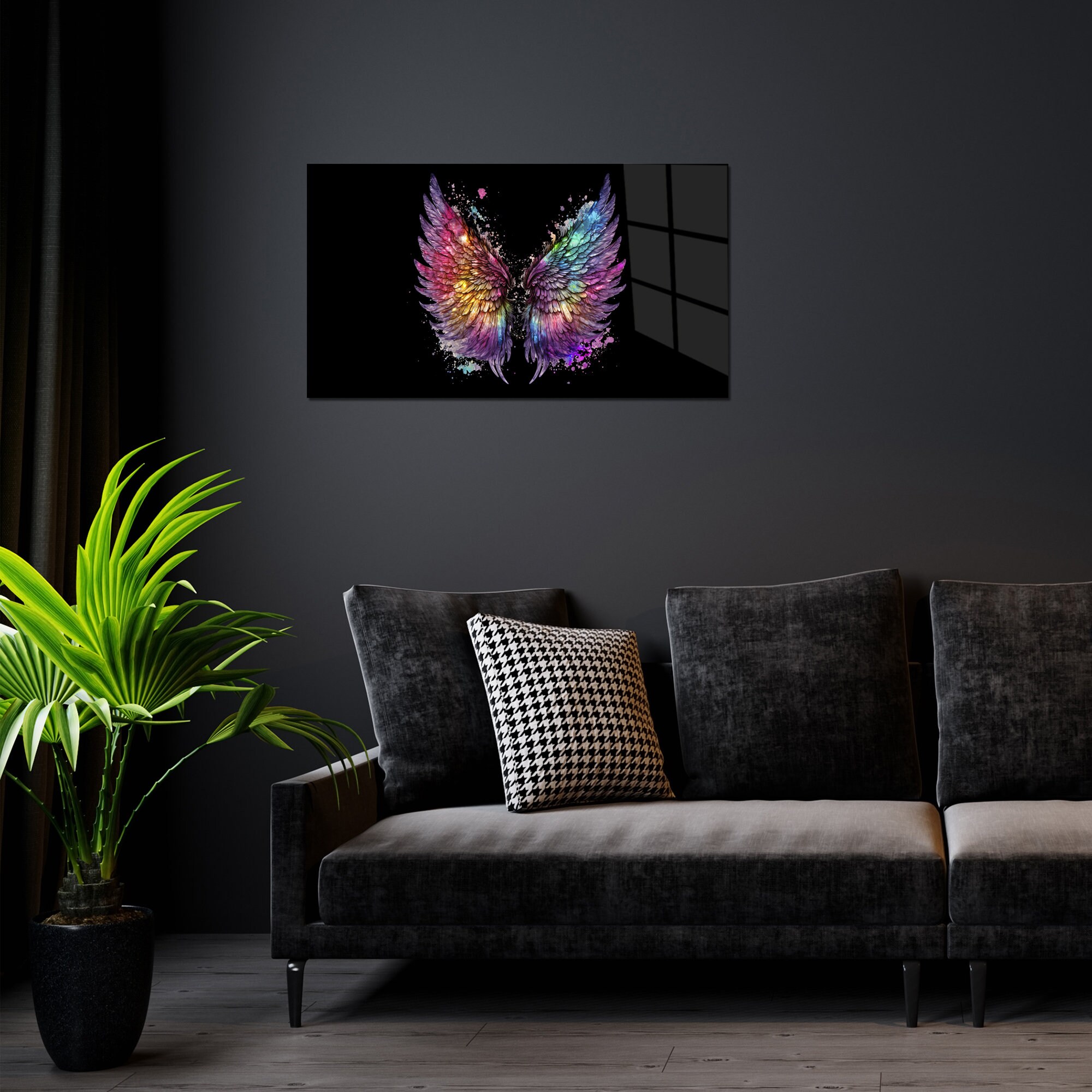 UV Plexi Print, Angel Wings Wall Art, Easy Hanging Printing, Colorful ...