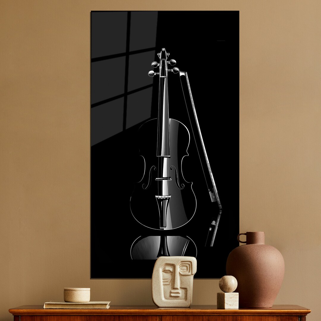 Classic Violin Wall Art, Black Desing Plexi Print, Easy Hanging, Music ...