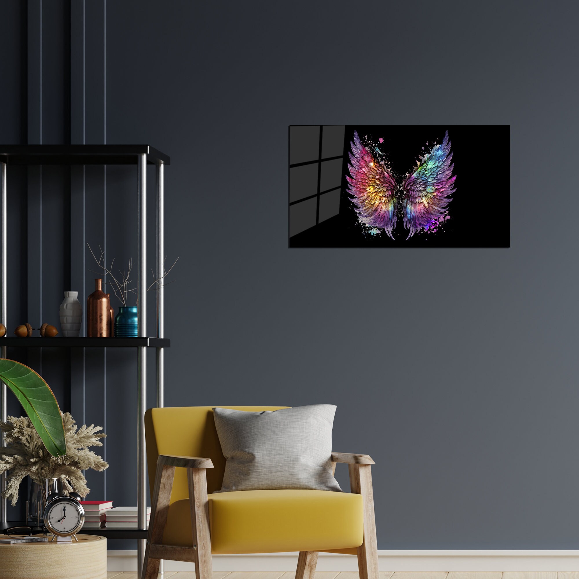 UV Plexi Print, Angel Wings Wall Art, Easy Hanging Printing, Colorful ...