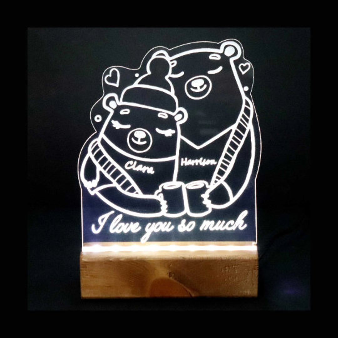 Gift for Girlfriend Boyfriend,cute Couple Bears Night Lamp, Carved ...
