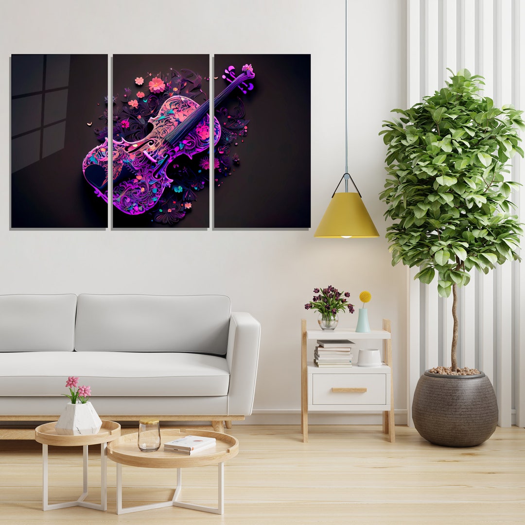3 Piece Wall Decor, Violin Desing Wall Art, Plexi Print, Easy Hanging ...