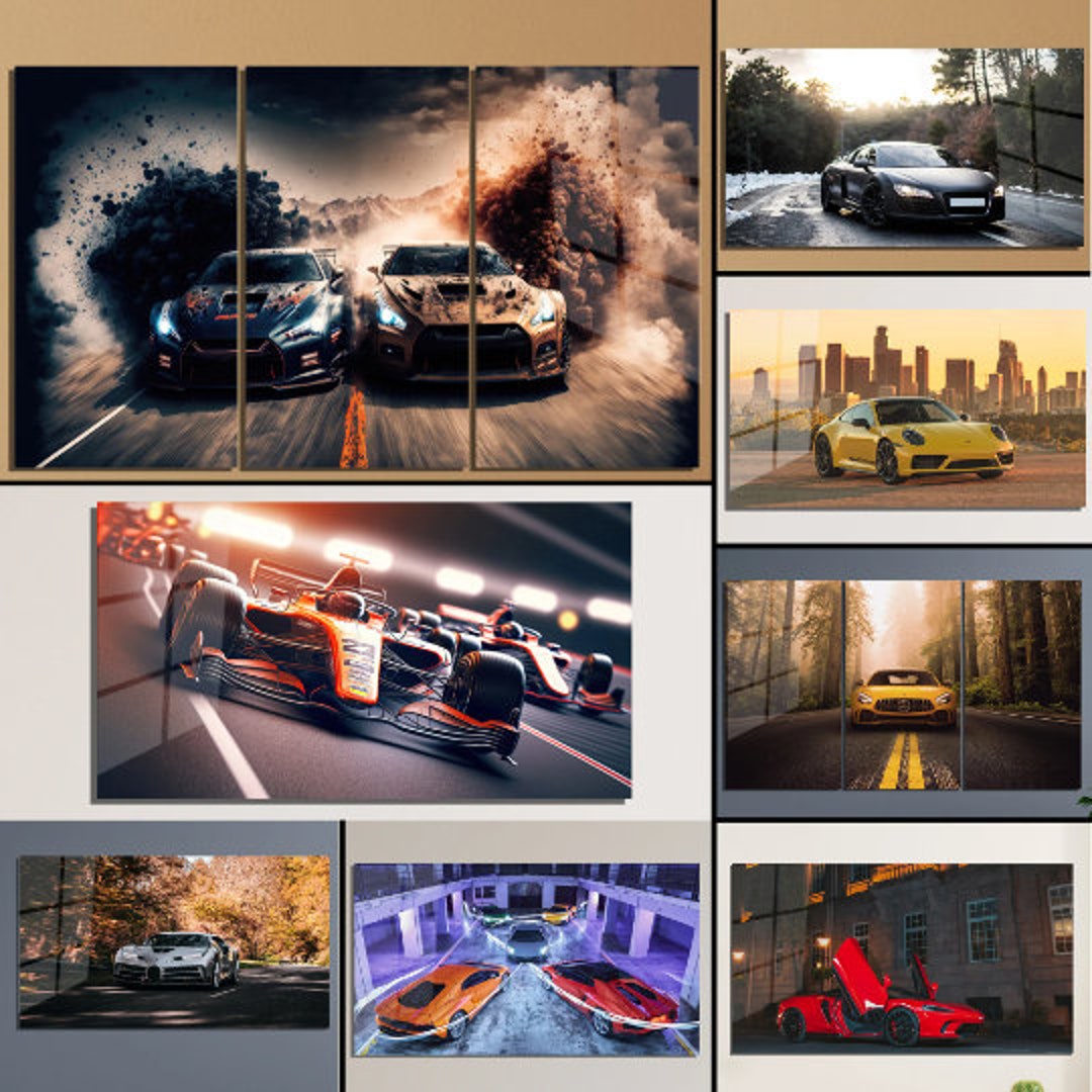 Racing Cars Desing Wall Art, UV Plexi Print, Gift for Him, Hight ...