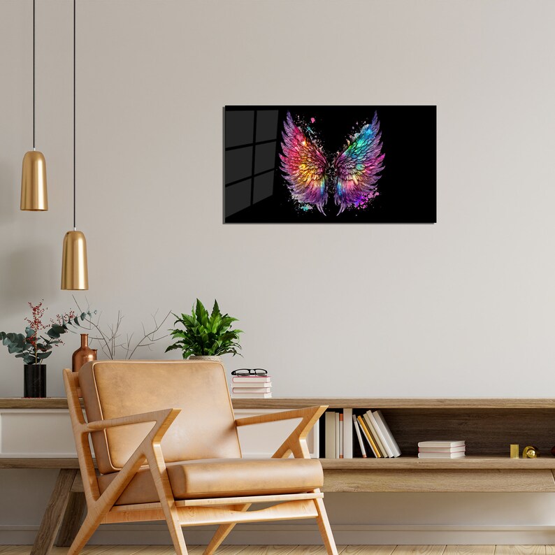 UV Plexi Print, Angel Wings Wall Art, Easy Hanging Printing, Colorful ...