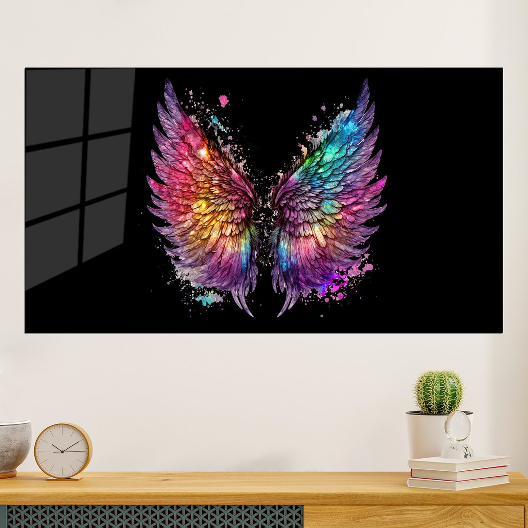 UV Plexi Print, Angel Wings Wall Art, Easy Hanging Printing, Colorful ...
