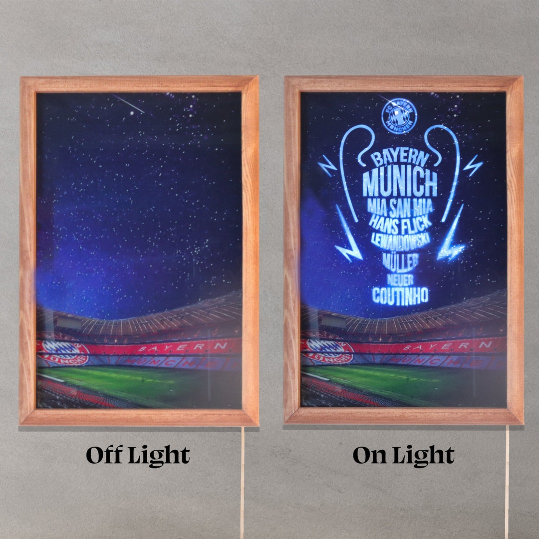 Football FC Bayern Munich Wall Art, Gift for Football Fan, Illuminated ...