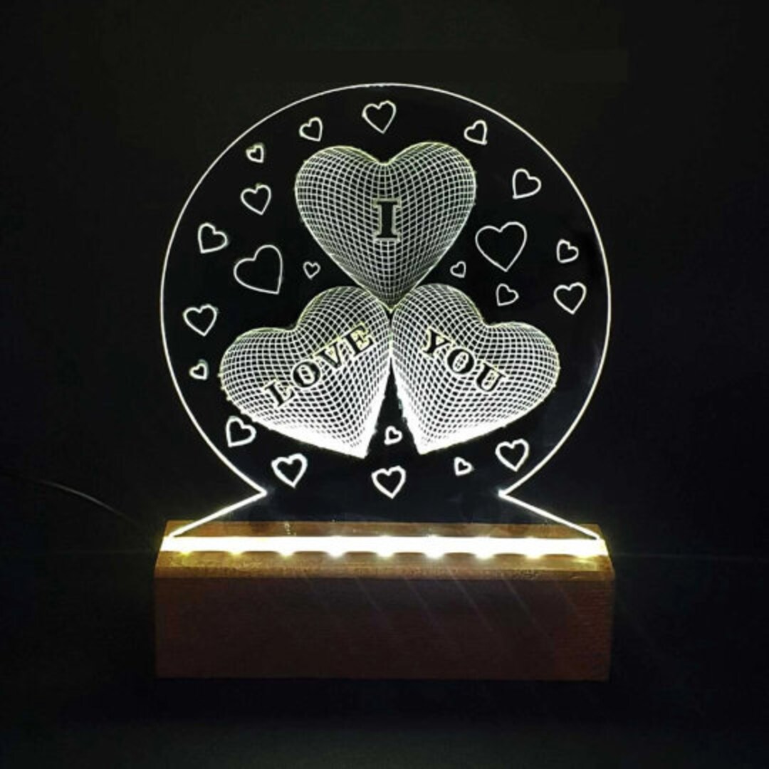 Hearts Night Light,custom Lighting,i Love You Lamp,plexi 3D Lighting ...