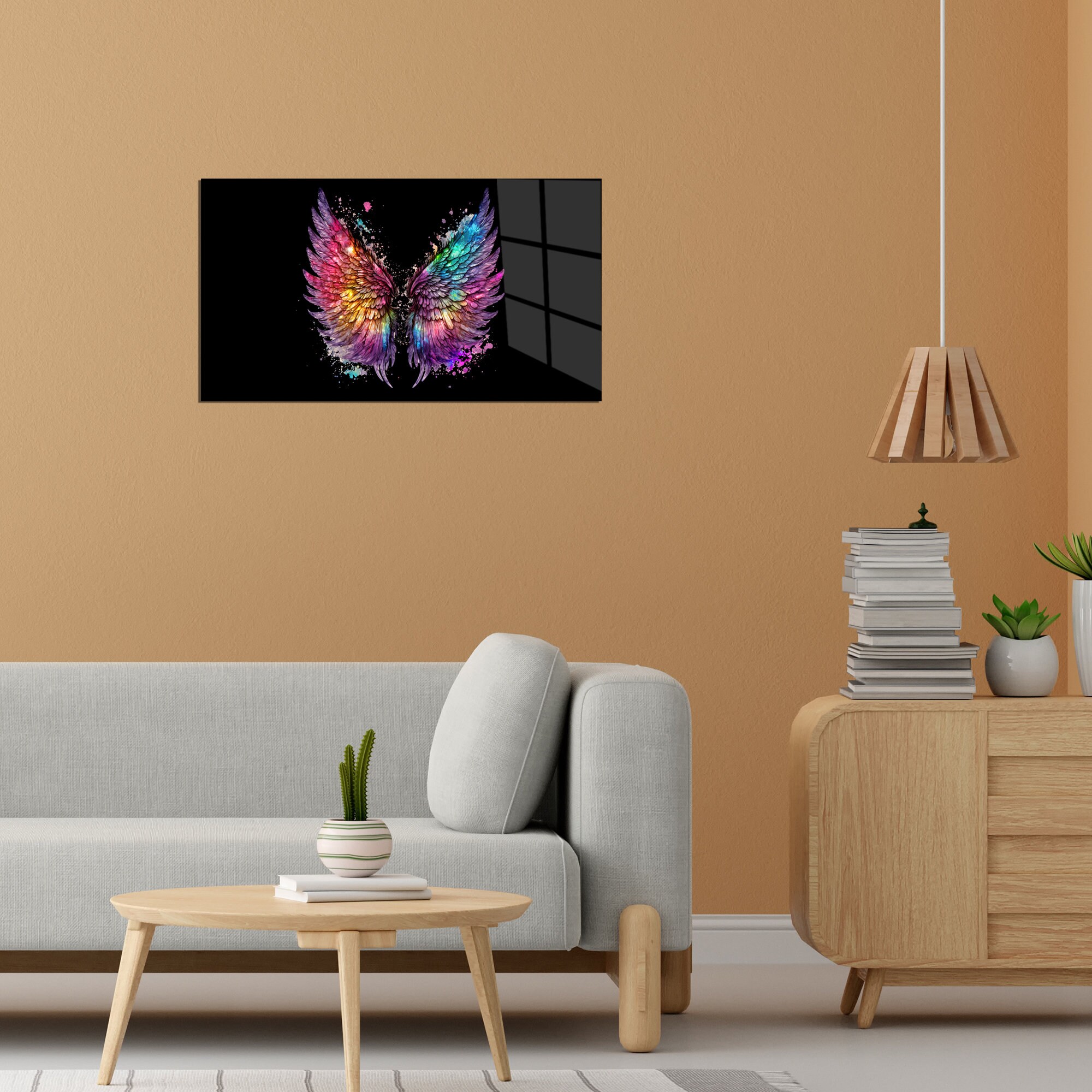 UV Plexi Print, Angel Wings Wall Art, Easy Hanging Printing, Colorful ...