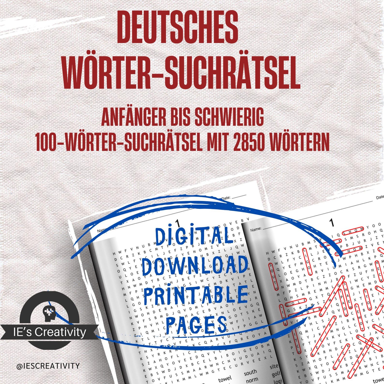 German Word Search Puzzle Book, 100 Puzzles Beginner to Difficult ...