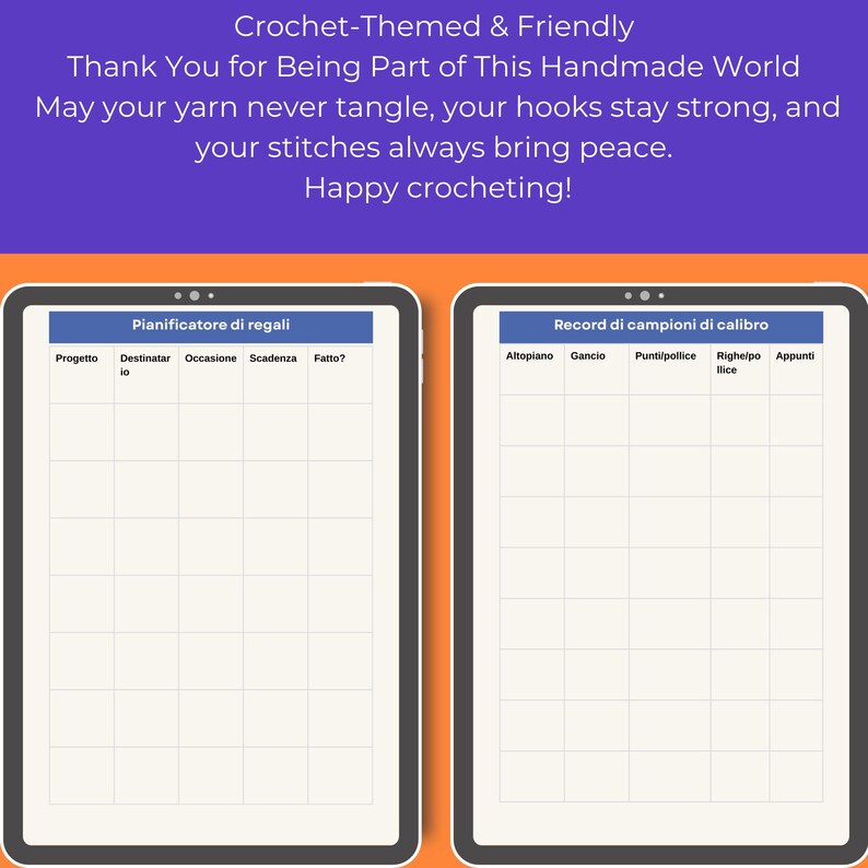 Italian Printable Crochet Planner PDF – Yarn & Hook Inventory, Project ...