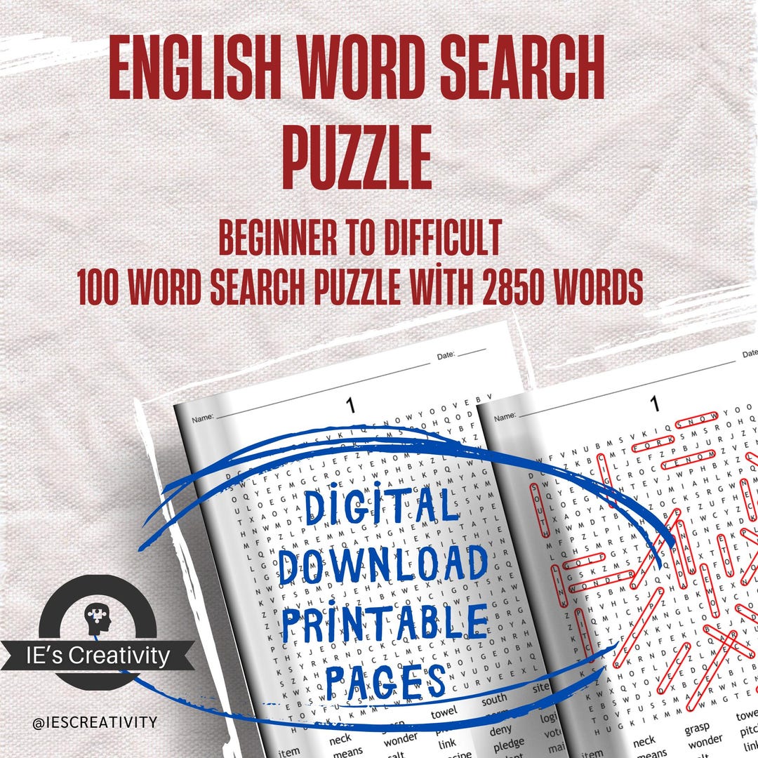 English Word Search Puzzle Book: 100 Brain Games for Adults & Seniors ...