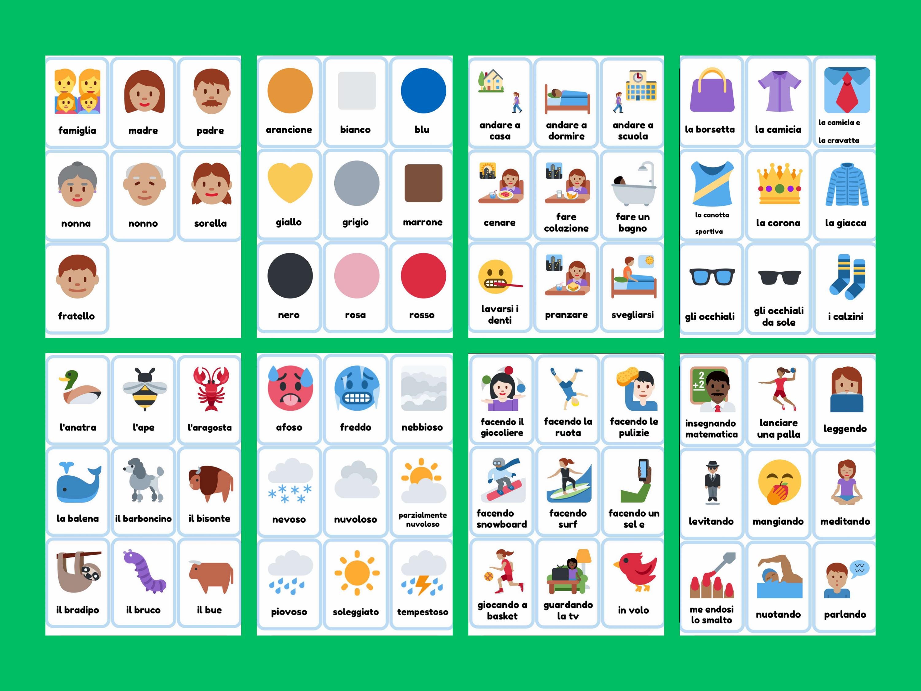 Italian Vocabulary Flashcards for Kids: ESL Learning (digital Download ...
