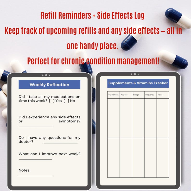 Printable Medication Tracker Planner: Daily Pill & Refill Log (PDF) - Etsy