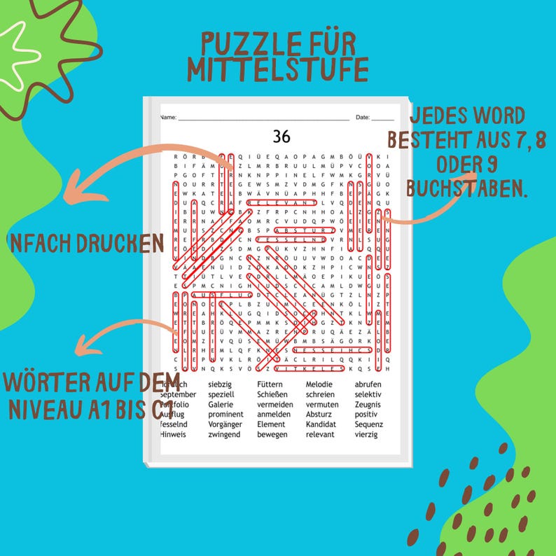 German Word Search Puzzle Book, 100 Puzzles Beginner to Difficult ...