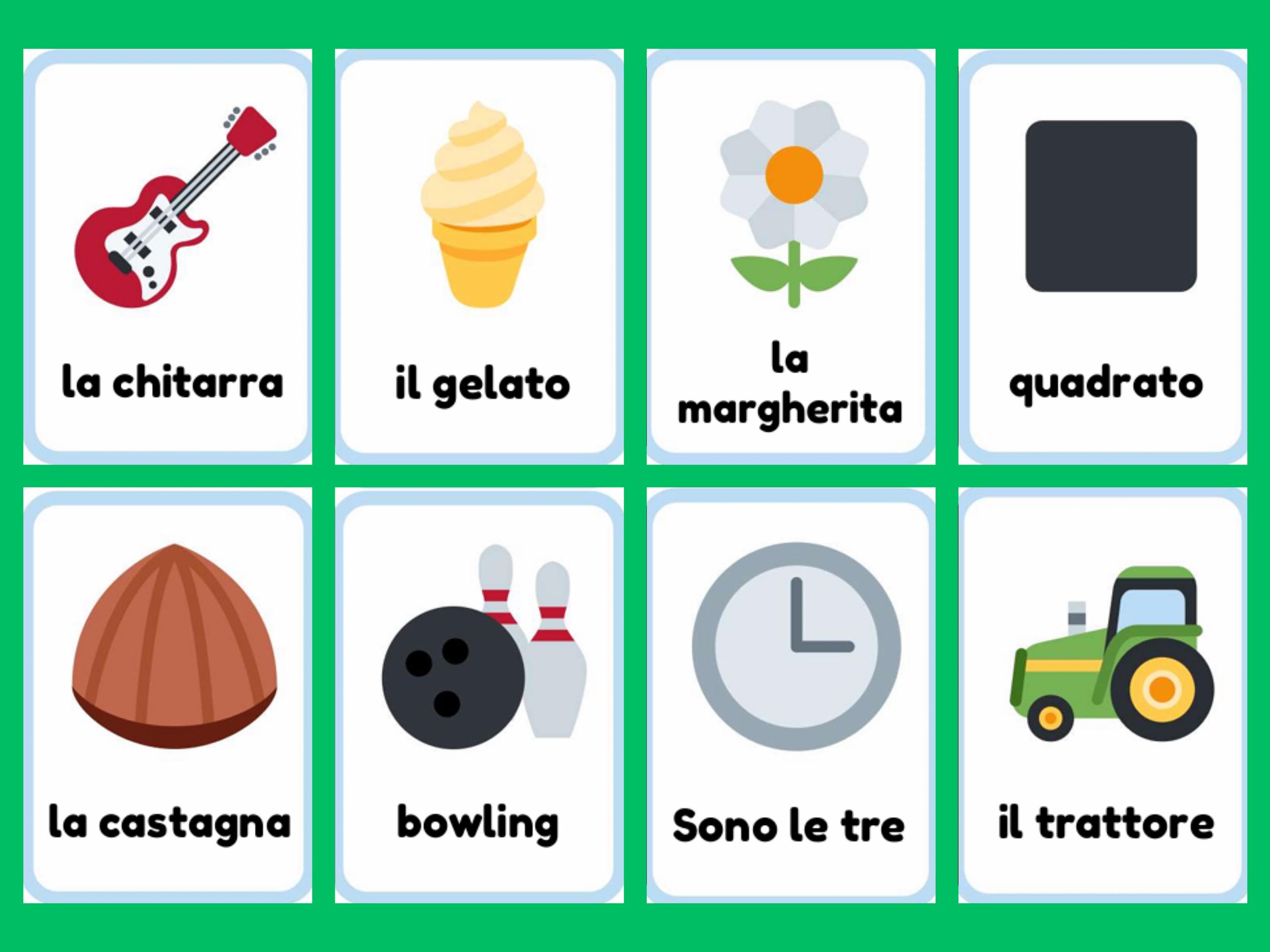Italian Vocabulary Flashcards for Kids: ESL Learning (digital Download ...