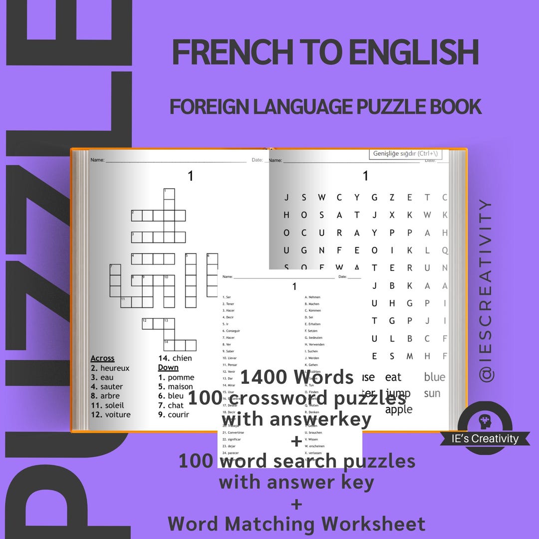 French to English Puzzle Book: Crosswords, Word Search, Sudoku (digital ...