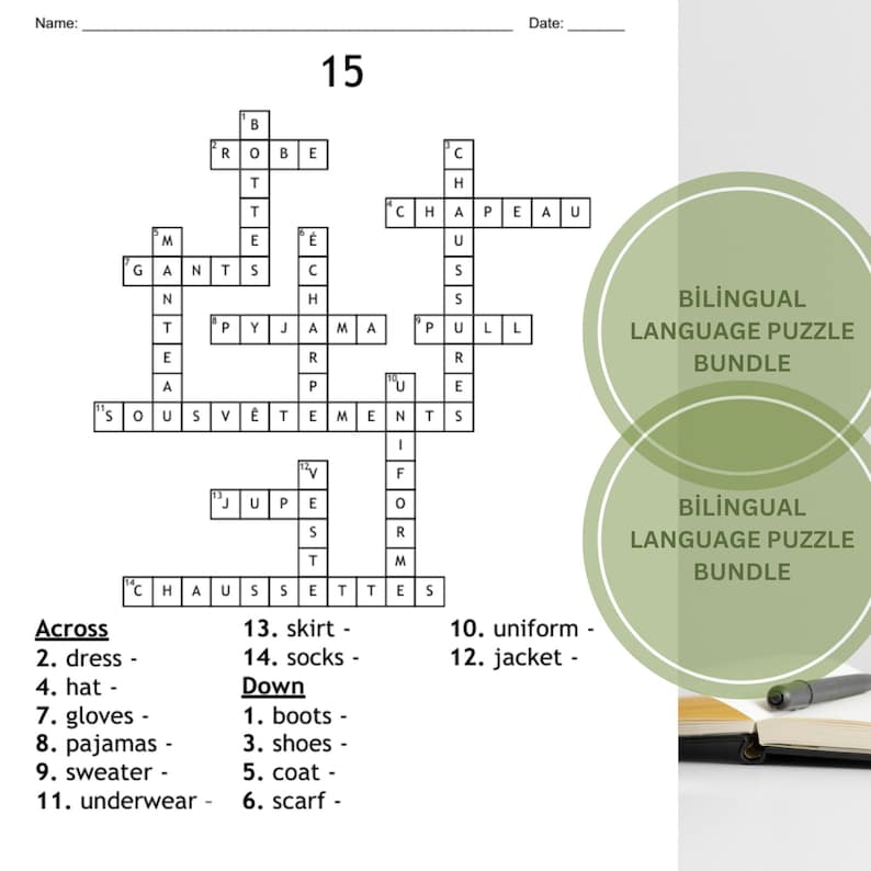 English to French Puzzle Book: Crosswords, Word Search, Sudoku (digital ...
