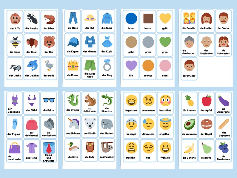 German Vocabulary Flashcards: ESL Learning for Kids (PDF) - Etsy