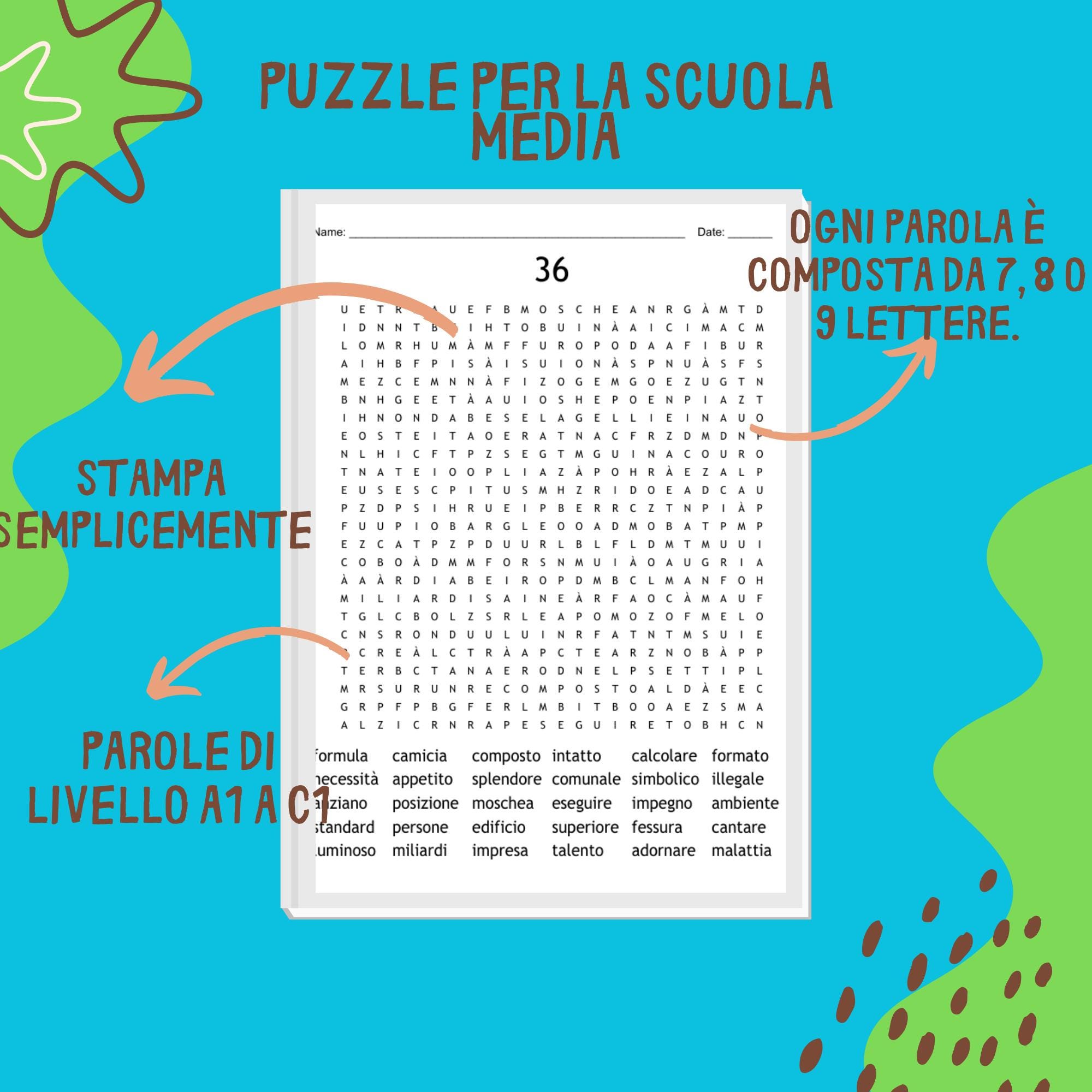 Italian Word Search Puzzle Book: 100 Brain Games (digital Download PDF ...