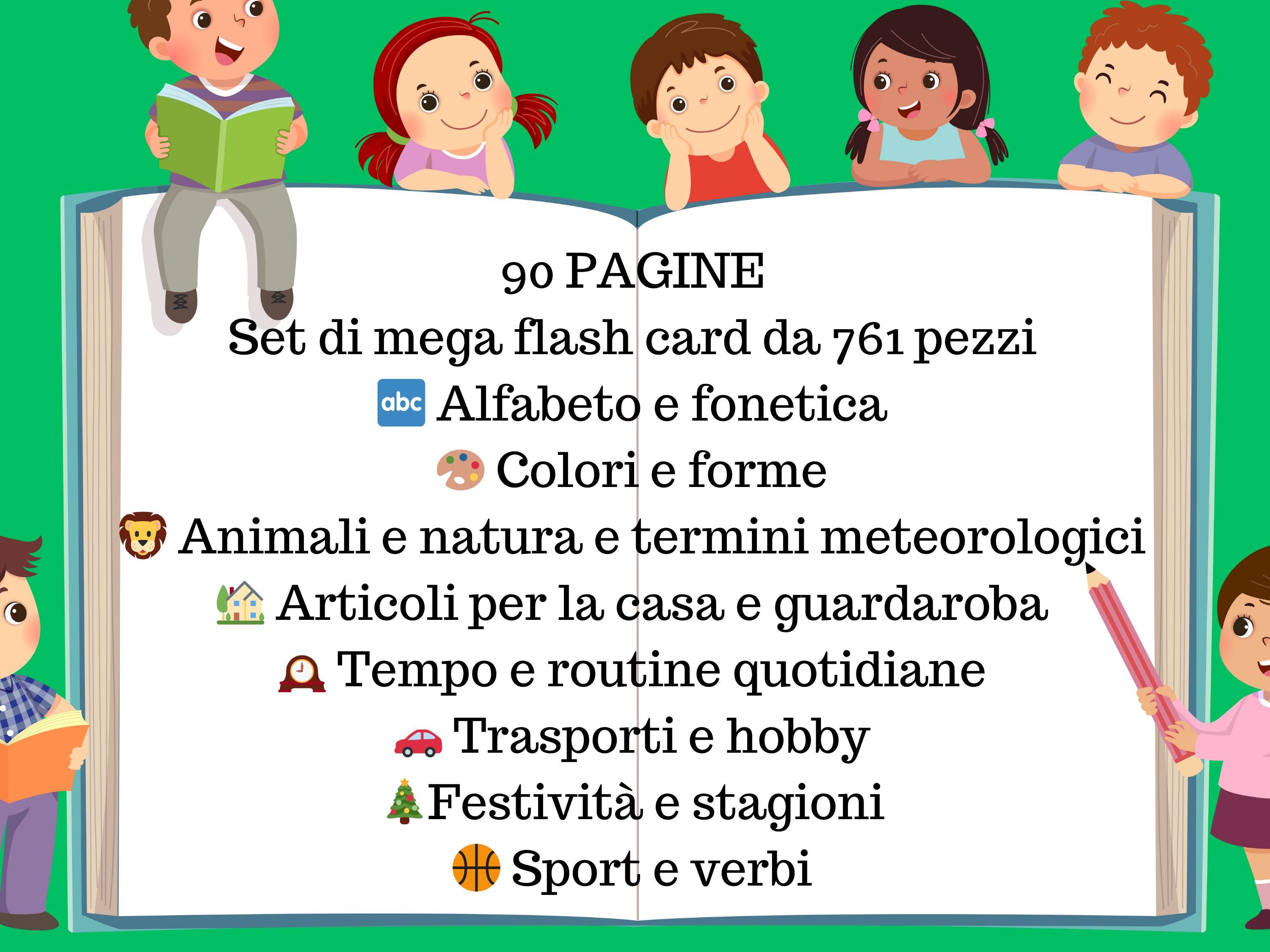 Italian Vocabulary Flashcards for Kids: ESL Learning (digital Download ...