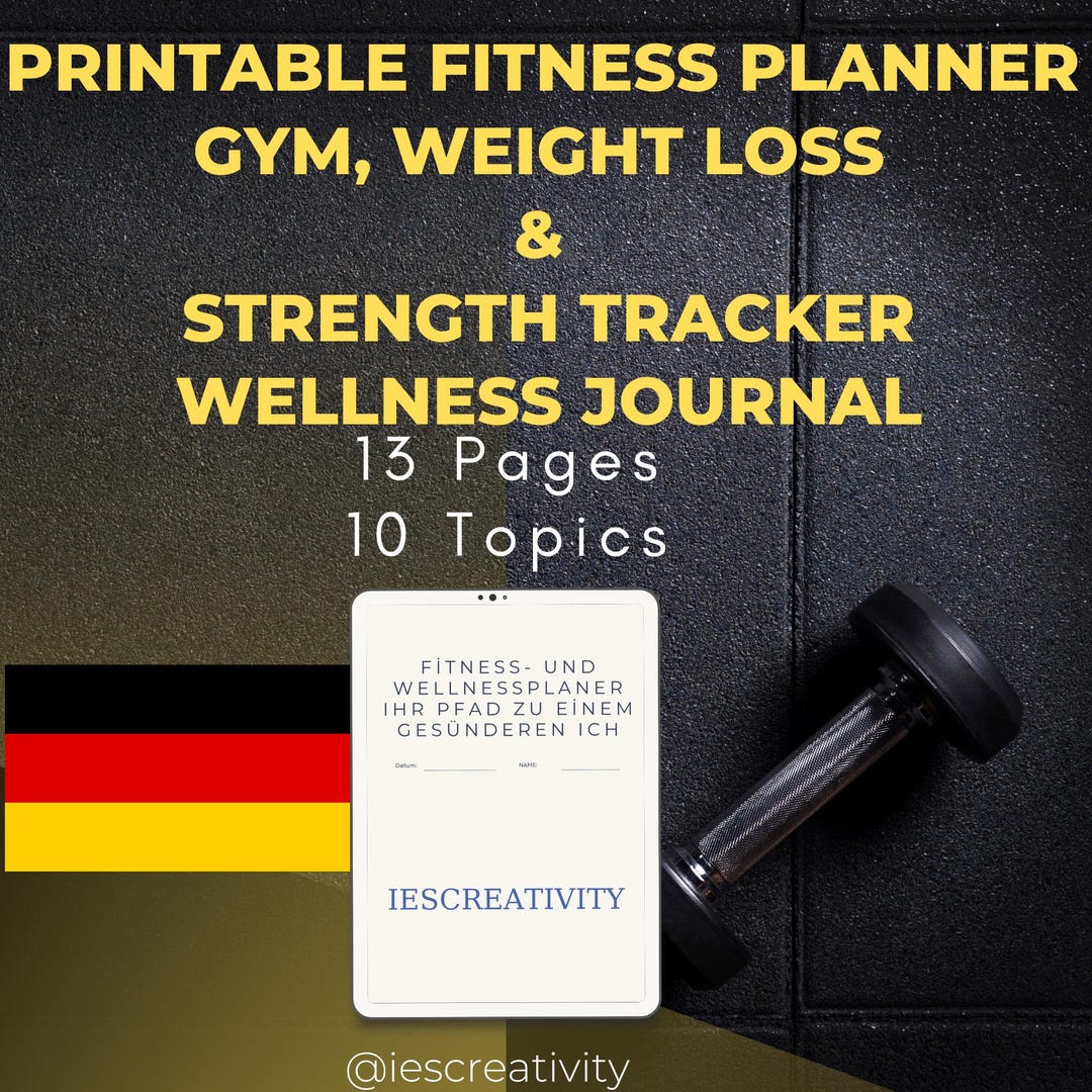 German Fitness Planner | Workout, Meal & Body Tracker (printable PDF ...