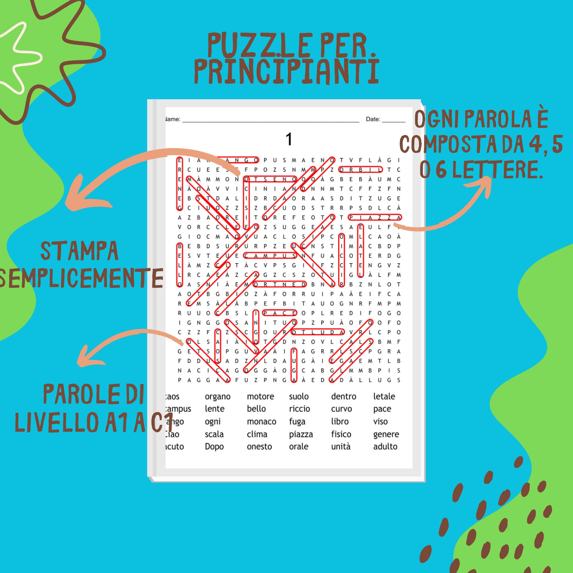 Italian Word Search Puzzle Book: 100 Brain Games (digital Download PDF ...