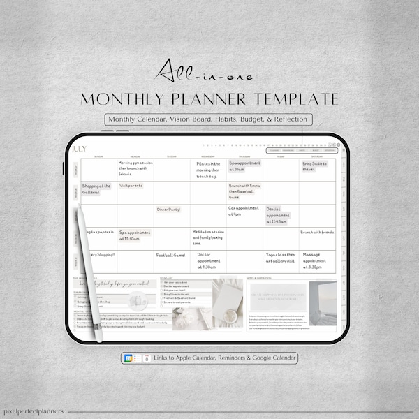 Monthly Planner Template - Etsy