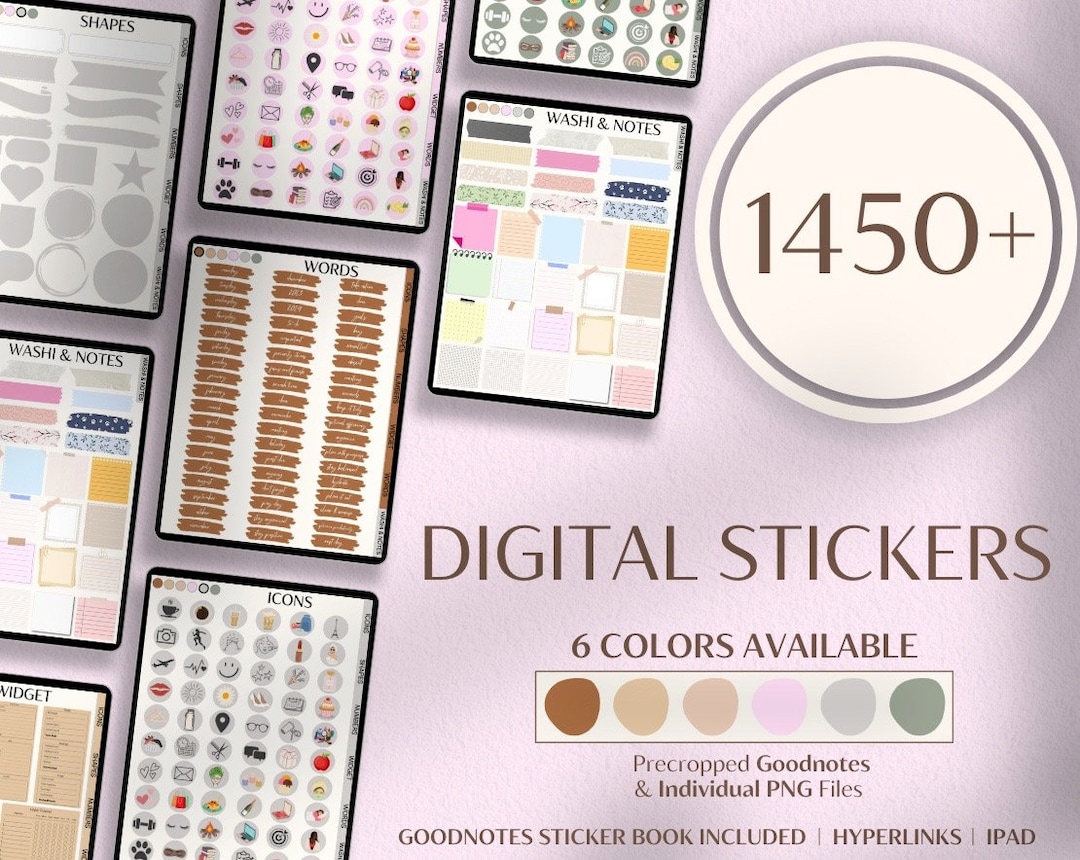 Natural Aesthetic 1450+ DIGITAL STICKERS, Goodnotes Stickers, Digital ...