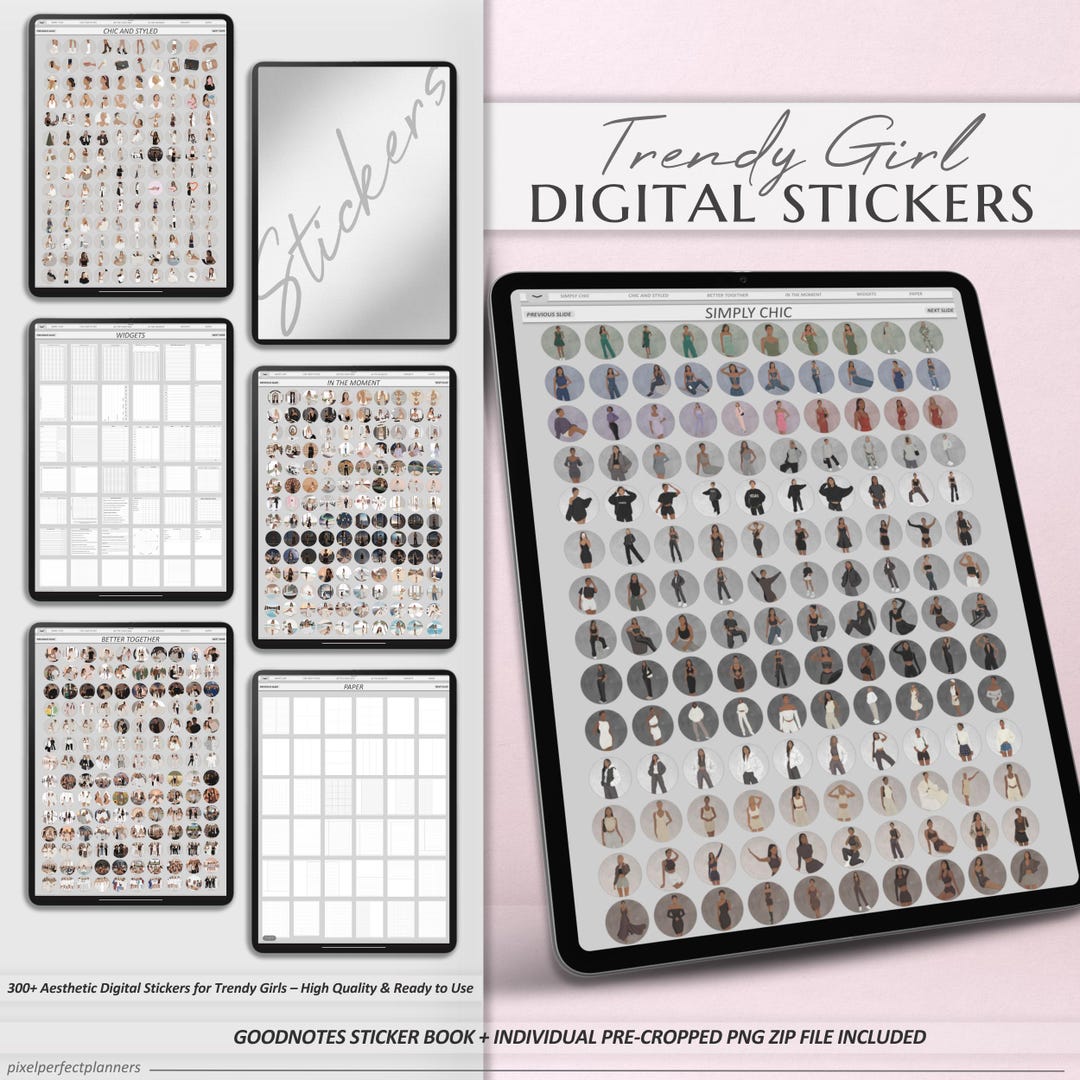 Premium Goodnotes Girl Digital Stickers | Daily Life Trendy Everyday ...