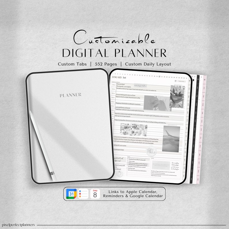 Customizable Digital Planner: Undated, Daily, Weekly, Monthly (PDF) - Etsy