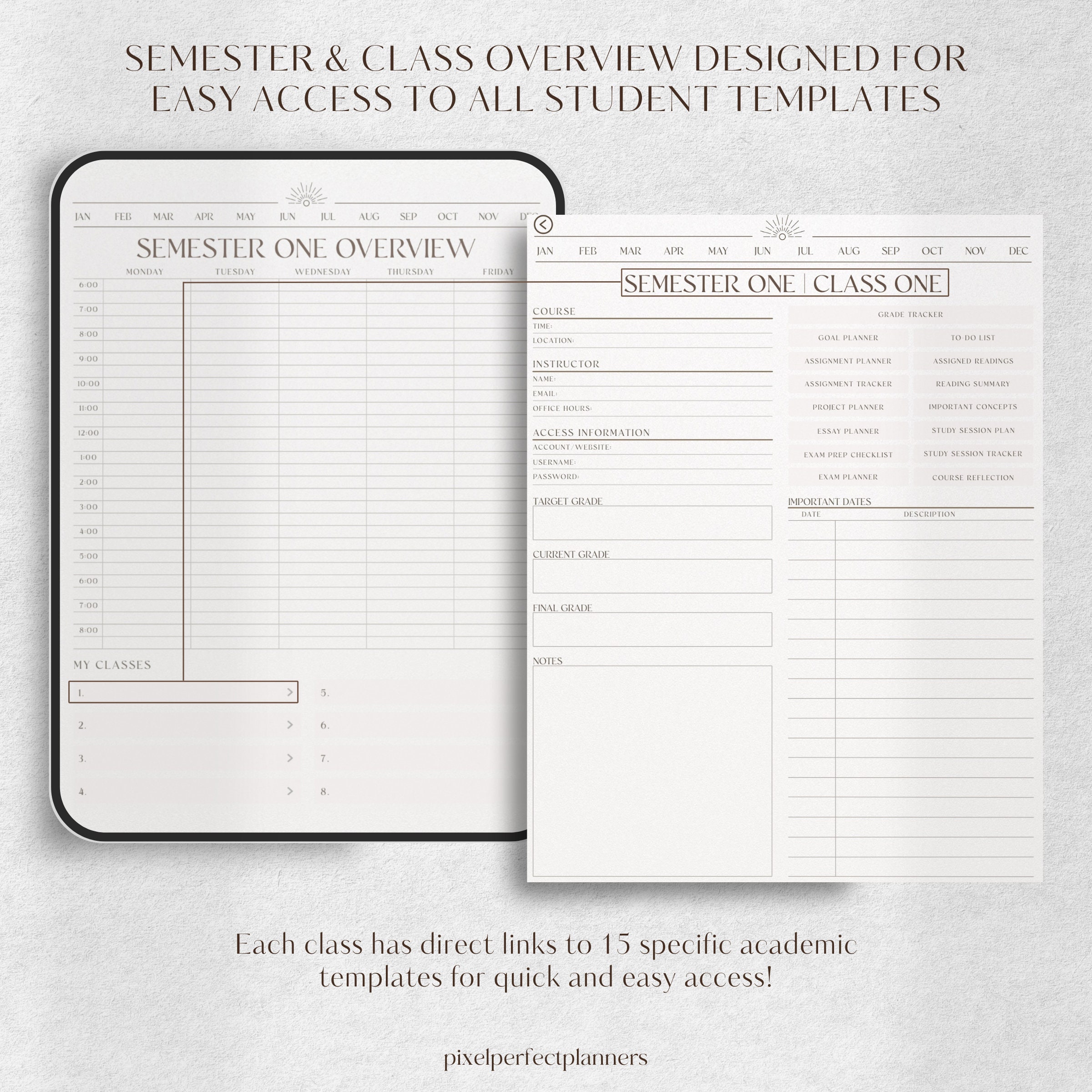 Student Digital Planner: Goodnotes Compatible, Academic iPad Planner ...