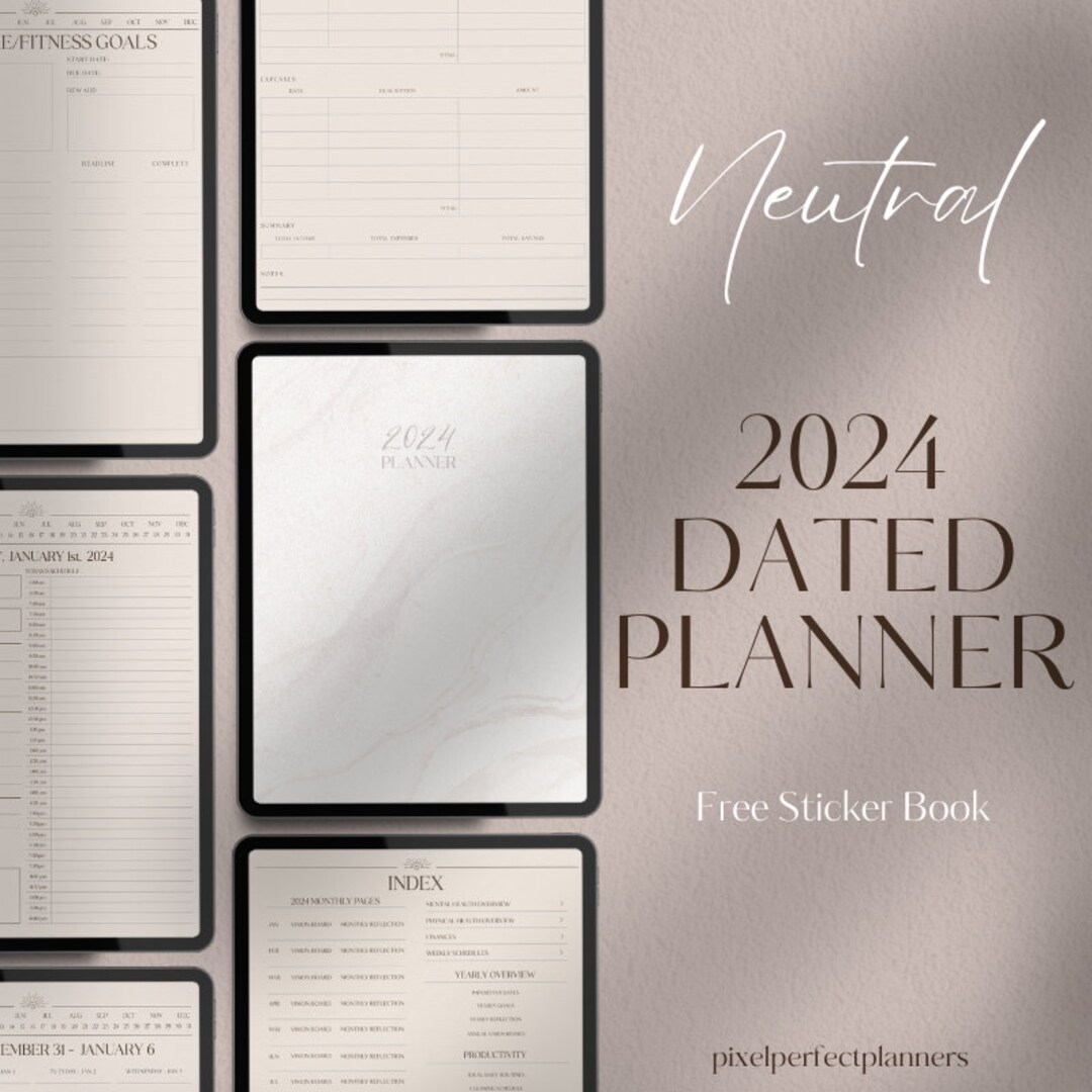 2024 Digital Planner, Dated Digital Planner, Digital Journal, Goodnotes ...