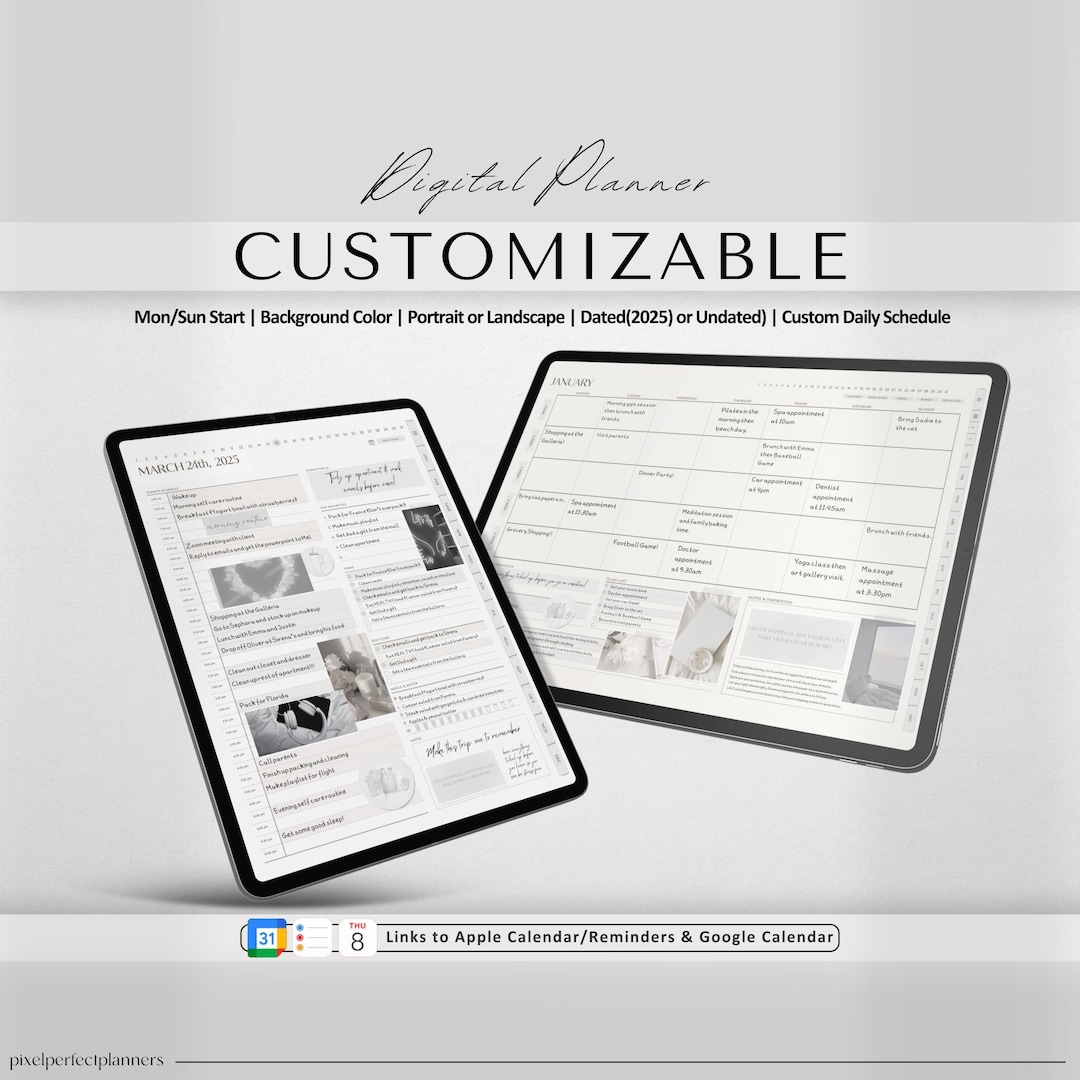Customizable Digital Planner 2025: Daily, Weekly, Monthly (PDF) - Etsy