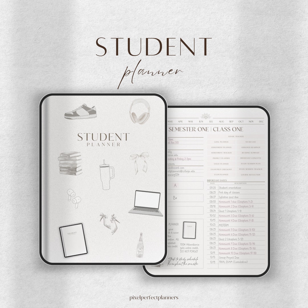 Student Digital Planner: Goodnotes Compatible, Academic iPad Planner ...