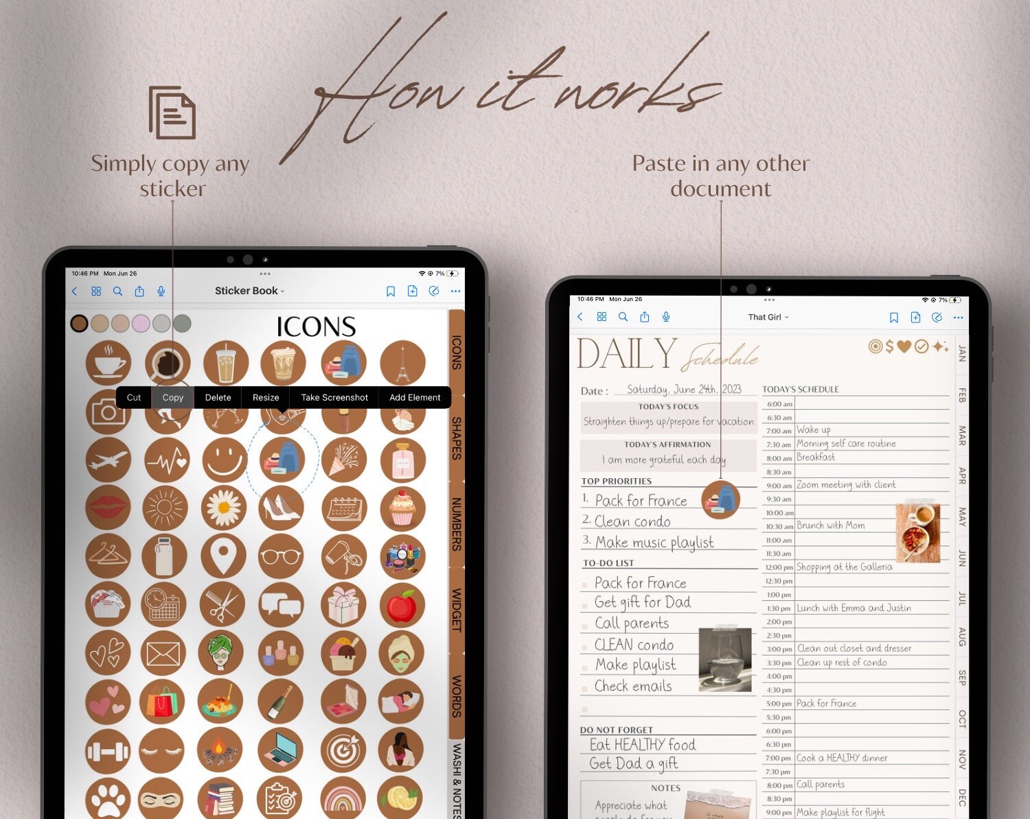 Neutral Goodnotes Digital Stickers, for Everyday Use, Aesthetic ...