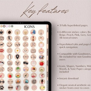 Neutral Goodnotes Digital Stickers, for Everyday Use, Aesthetic ...