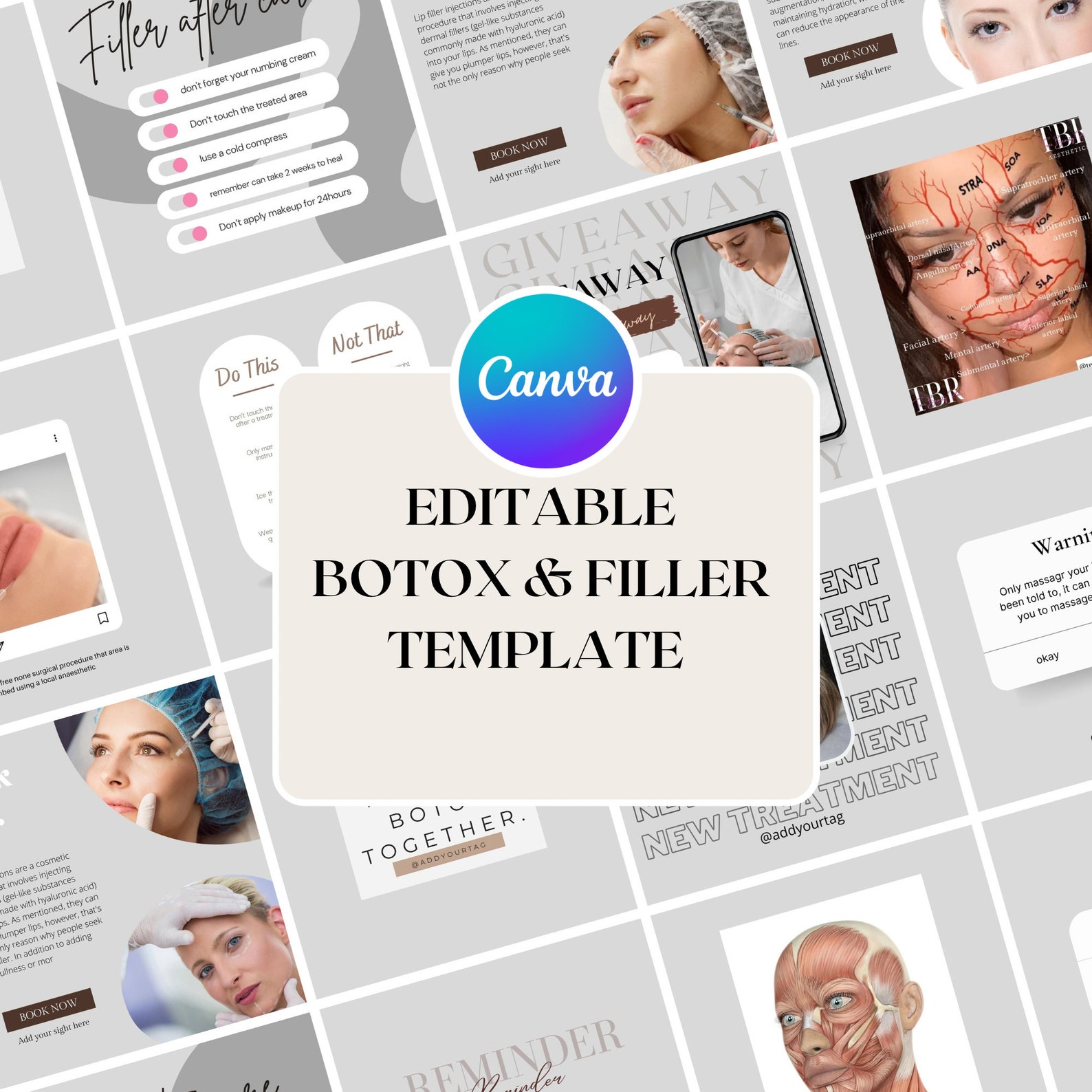 30 Botox and Filler Instagram Template, Canva Template, Editable Ig ...