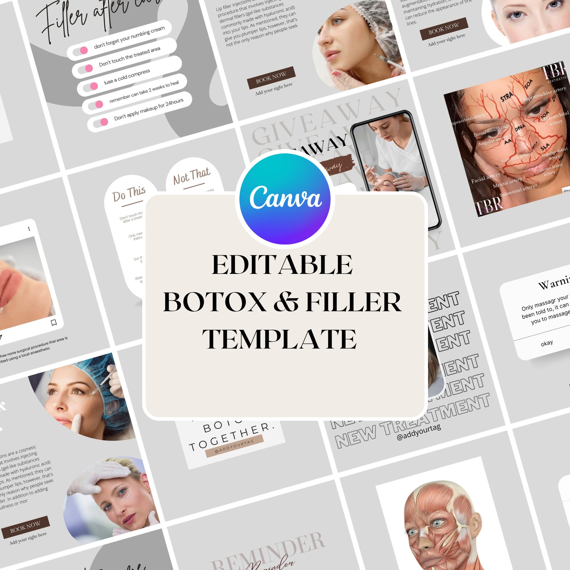 30 Botox and Filler Instagram Template, Canva Template, Editable Ig ...