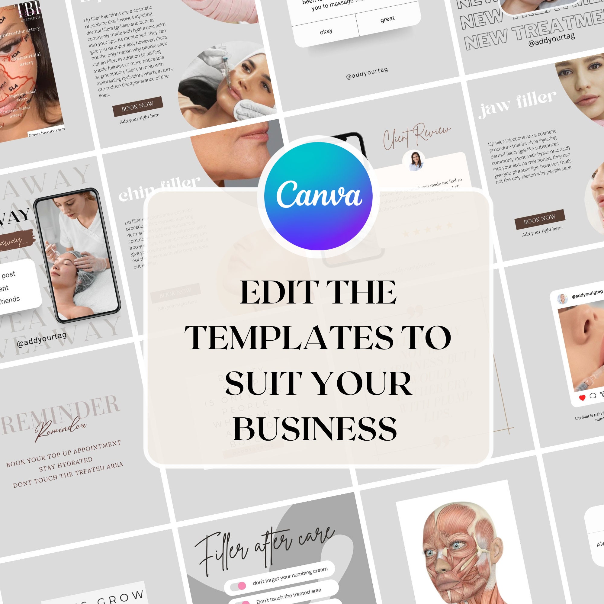 30 Botox and Filler Instagram Template, Canva Template, Editable Ig ...
